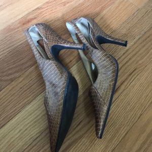 Cato | Shoes | Cato Size 7 Bronze Snake Print High Heel Open Side ...